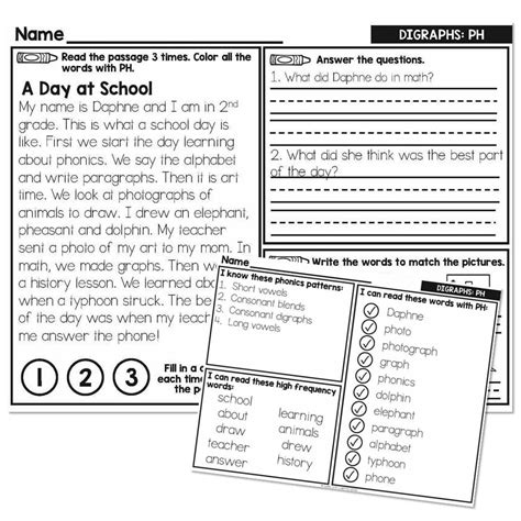 2nd Grade Decodable Phonics Passage Digraphs Ph Lucky Little Learners