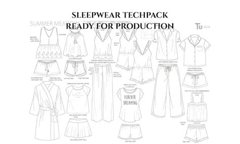 Create Sleepwear Tech Pack Technical Flat Sketches By Benjamin Alex19