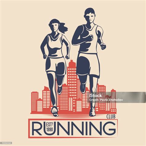 실행 중인 클럽에 대 한 고유의 로고 디자인입니다 스포츠 조직 대회 마라톤에 대 한 기호입니다 벡터 일러스트 레이 션 달리기에 대한 스톡 벡터 아트 및 기타 이미지 Istock