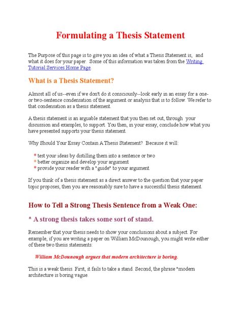 Formulating A Thesis Statement Pdf Essays Thesis