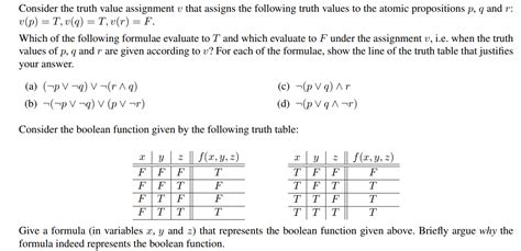 solved consider the truth value assignment v that assigns