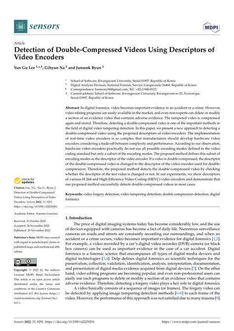 Pdf Detection Of Double Compressed Videos Using Descriptors Of Video Encoders
