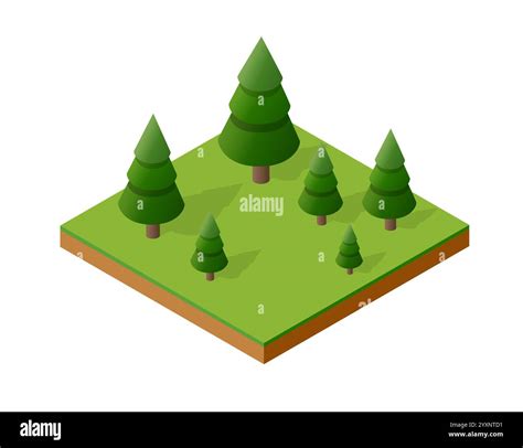 This Isometric Illustration Shows Trees Casting Shadows On A Patch Of