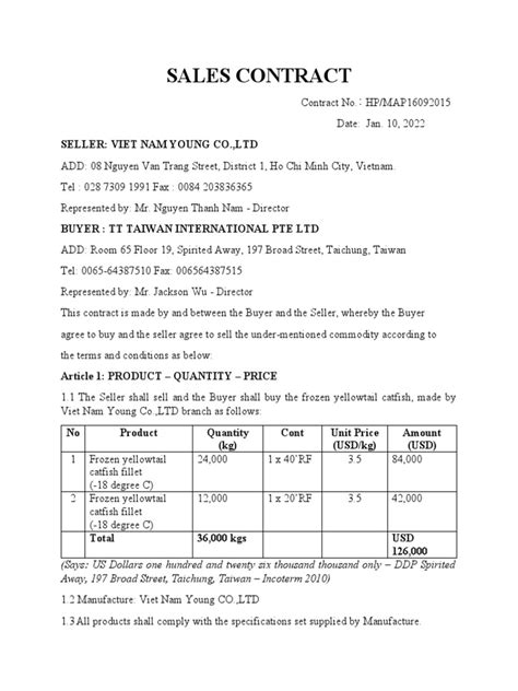 Sale Contract Pdf Cargo Vietnam