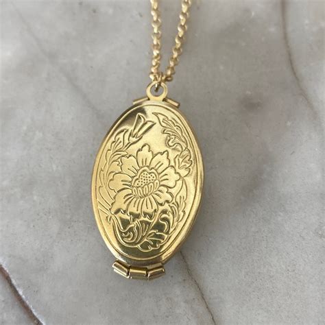Long Locket Necklace Etsy