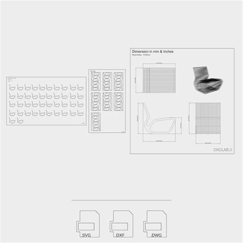 Cell Chair • Router Cut Files • Cnc Files For Cutting• Vector Files • Dxf • Dwg • Svg • Pdf