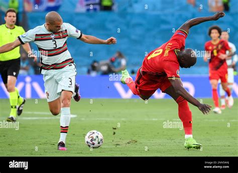 Portugals Pepe Left And Belgiums Romelu Lukaku Battle For The Ball