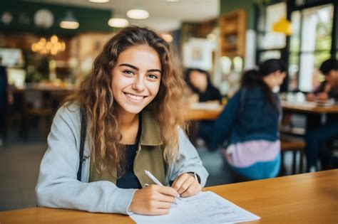 Uma Linda Garota Que Uma Estudante Universit Ria Estudando Caligrafia Foto Premium