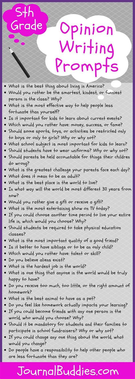 5th Grade Writing Prompts Opinion
