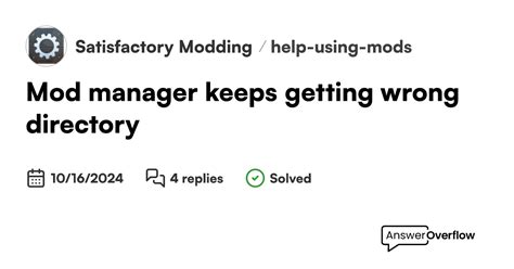 Mod Manager Keeps Getting Wrong Directory Satisfactory Modding