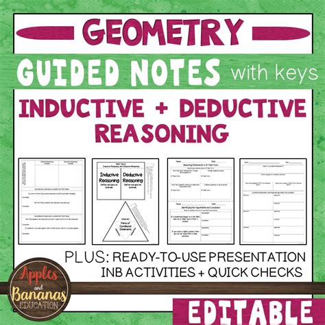 Inductive And Deductive Reasoning Guided Notes Presentation And INB Activities Made By Teachers