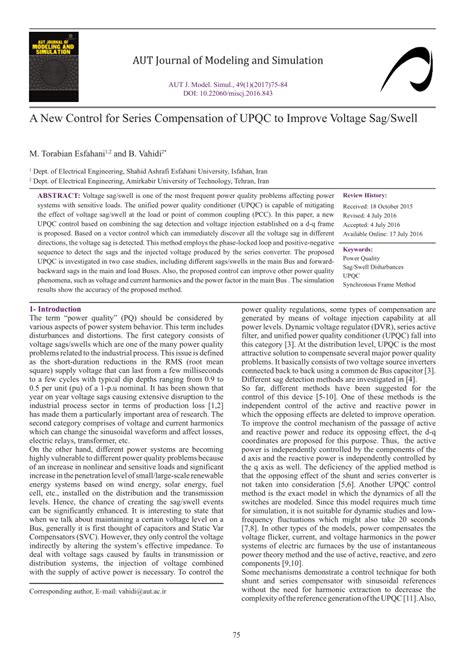 Pdf A New Control For Series Compensation Of Upqc To Improve Voltage