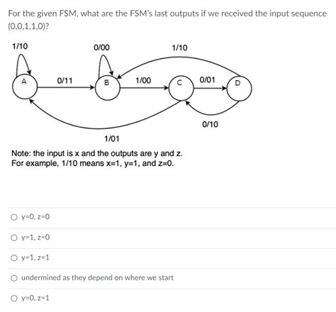 Solved For The Given Fsm What Are The Fsms Last Outputs If