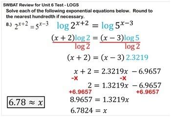 Logarithm Test Review By Five 12 Thirteen TPT