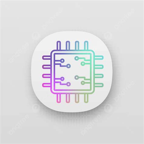 Processor With Electronic Circuits App Icon Computer Mobile Ui Vector
