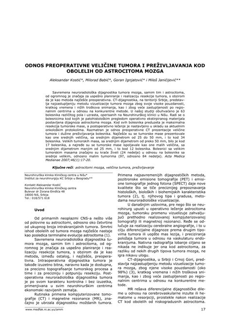 Pdf Survival Of Brain Astrocytoma Patients Considering Preoperative