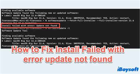 How To Fix Install Failed With Error Update Not Found On Mac