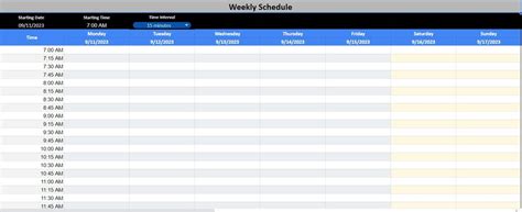 Weekly Schedule Excel Spreadsheet Etsy
