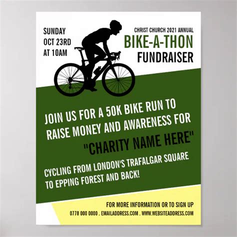 Cyclist Silhouette Charity Bike A Thon Event Poster Zazzle