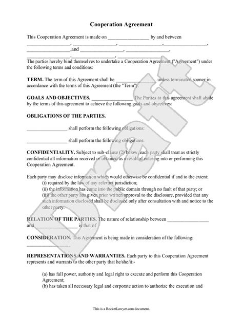 Free Cooperation Agreement Template And Faqs Rocket Lawyer