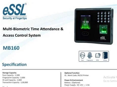 Optical Sensor Essl Mb160 Face Attendance And Access Control Machine At ₹ 9900 Piece In New Delhi