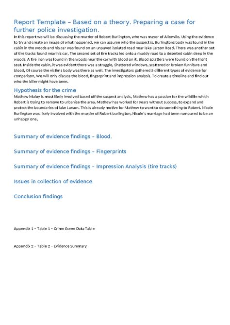 Exemplar Report Template 2024 Mayor Murder Report Template Based On