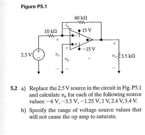 solved figure p5 1 40 kΩ 10 kΩ 15 v 15 v 2 5 v un u3 5 ko