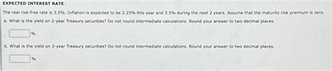 Solved EXPECTED INTEREST RATE The Real Risk Free Rate Is Chegg
