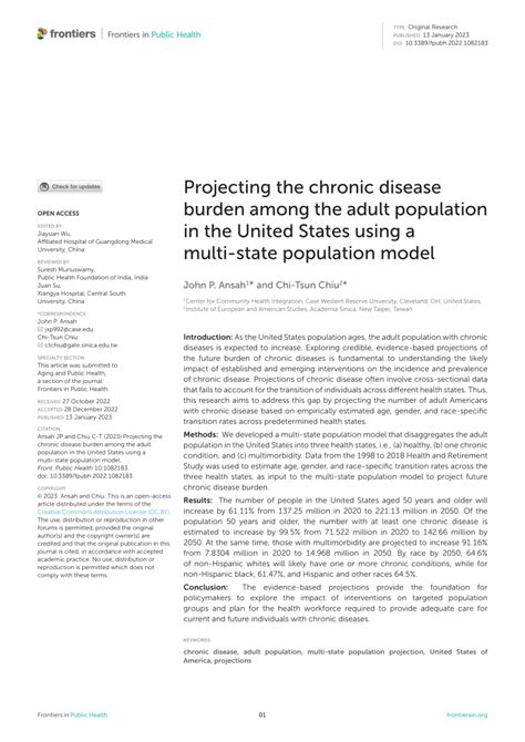 Pdf Projecting The Chronic Disease Burden Among The Adult Population In The United States
