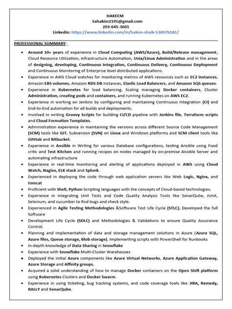 Abdul Hakeem Azure Devops Resume Pdf Cloud Computing Amazon