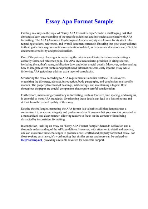 Essay Apa Format Sample By How To Write A Psychology Paper Issuu