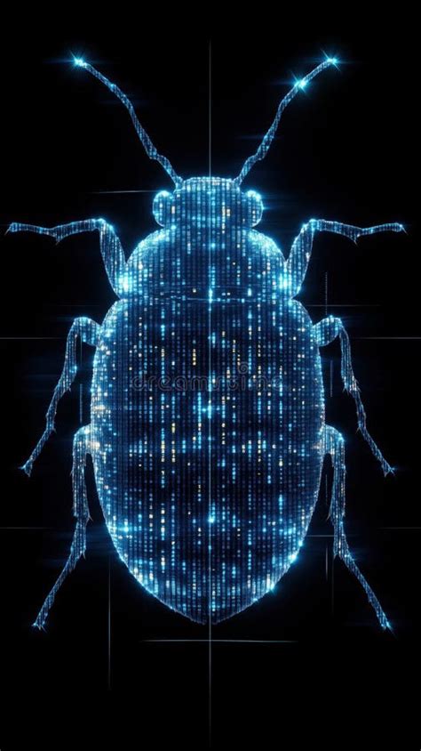 Digital Silhouette Of Glowing Bug Against Dark Background Evoking Intrigue Stock Illustration Digital Silhouette Of Glowing Bug Against Dark Background Evoking Intrigue Stock Illustration