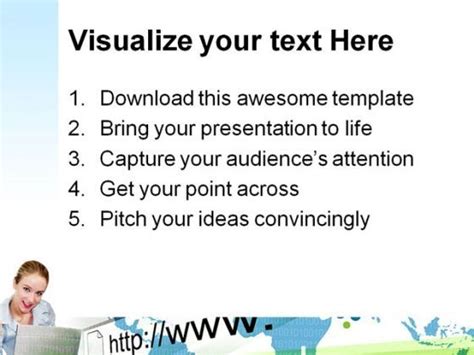 Woman On Laptop Internet PowerPoint Themes And PowerPoint Slides 0811