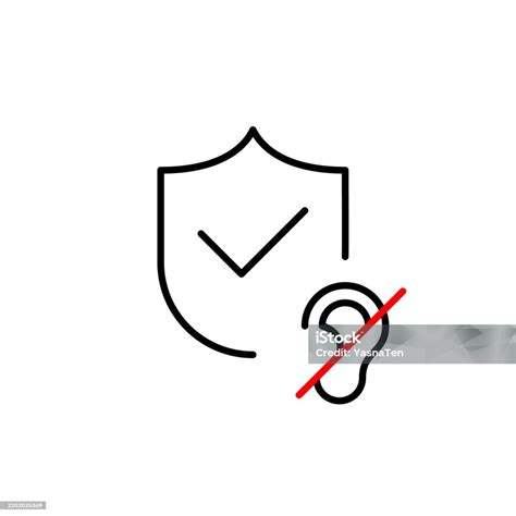 체크 표시가 있는 보험 방패와 귀에 줄이 그어져 있습니다 청력 보호 인식 무음 보안 경고 오디오 경고 없음 음소거 보호 모드 완벽한 픽셀 편집 가능한 획 아이콘 0명에 대한