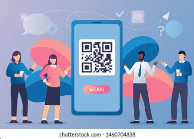 Qr Code Scanning Vector Illustration Concept Stock Vector Royalty Free Shutterstock