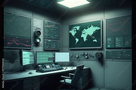 Empty Command Center Interior Generative Ai Illustration Stock Illustration Adobe Stock