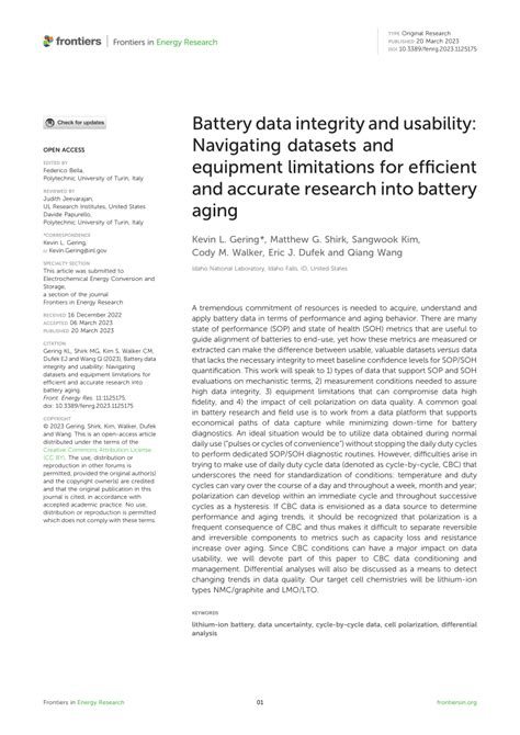 Pdf Battery Data Integrity And Usability Navigating Datasets And