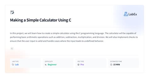 Making A Simple Calculator Using C Labex