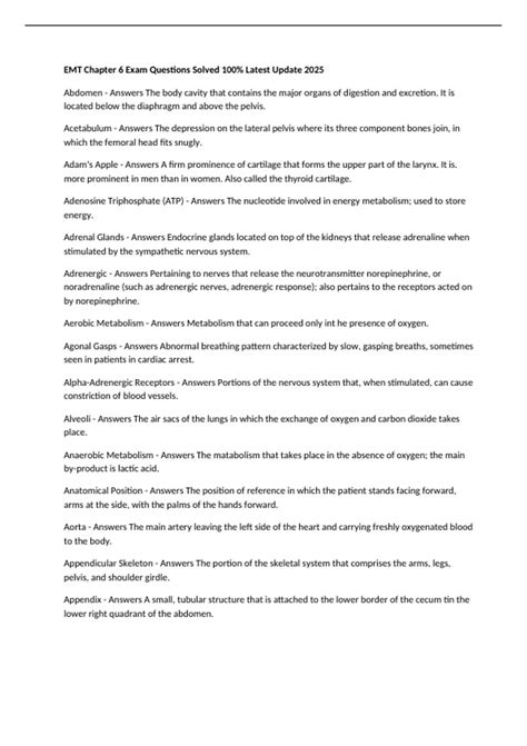 EMT Chapter Exam Questions Solved Latest Update EMT Chapter Stuvia US