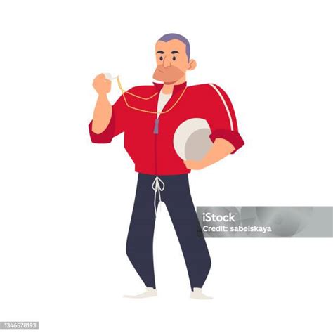 스포츠 트레이너 또는 키즈 스쿨 팀 코치 플랫 벡터 일러스트 고립 개성 개념에 대한 스톡 벡터 아트 및 기타 이미지 개성 개념 건강한 생활방식 근육질 체격 Istock