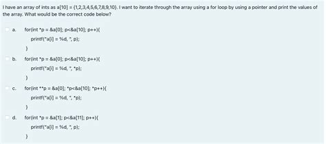 Solved I Have An Array Of Ints As