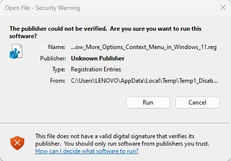 Disable Show More Options Context Menu In Windows