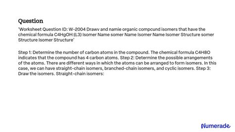 Solved Worksheet Question Id W 2004 Draw And Name Organic Compound