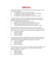 Sample Test 1b 1 Pdf Sample Test 1 1 Which Of The Following Is An Experiment Where The
