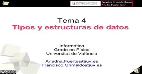 Tipos Y Estructuras De Datos Uvocwuvesingenieria Y Arquitecturainformatica 1t4 Tema4pdf
