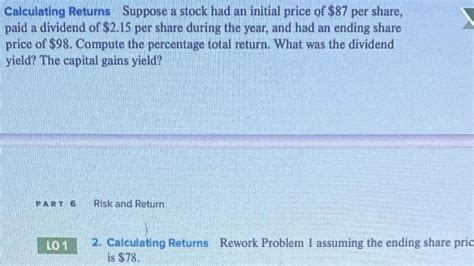 Solved 2 Calculating Returns Rework Problem 1 Assuming The Chegg Com