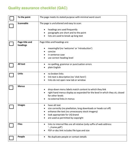 35 Free Simple Quality Checklist Templates PDF American Templates