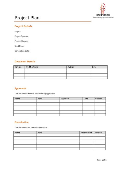Free Printable Project Plan Templates [excel Pdf Word]