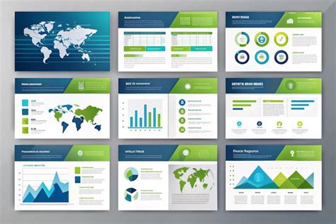 파란색과 녹색의 추론 프레젠테이션 슬라이드 템플릿 인포그래픽 요소 플릿 웹 연간 보고서 브로셔 비즈니스 플라이어 리포트 마케팅 및 광고 플 프리미엄 Ai 생성 이미지
