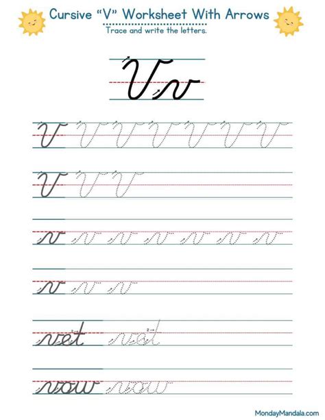 10 Cursive V Worksheets Free Letter Writing Printables